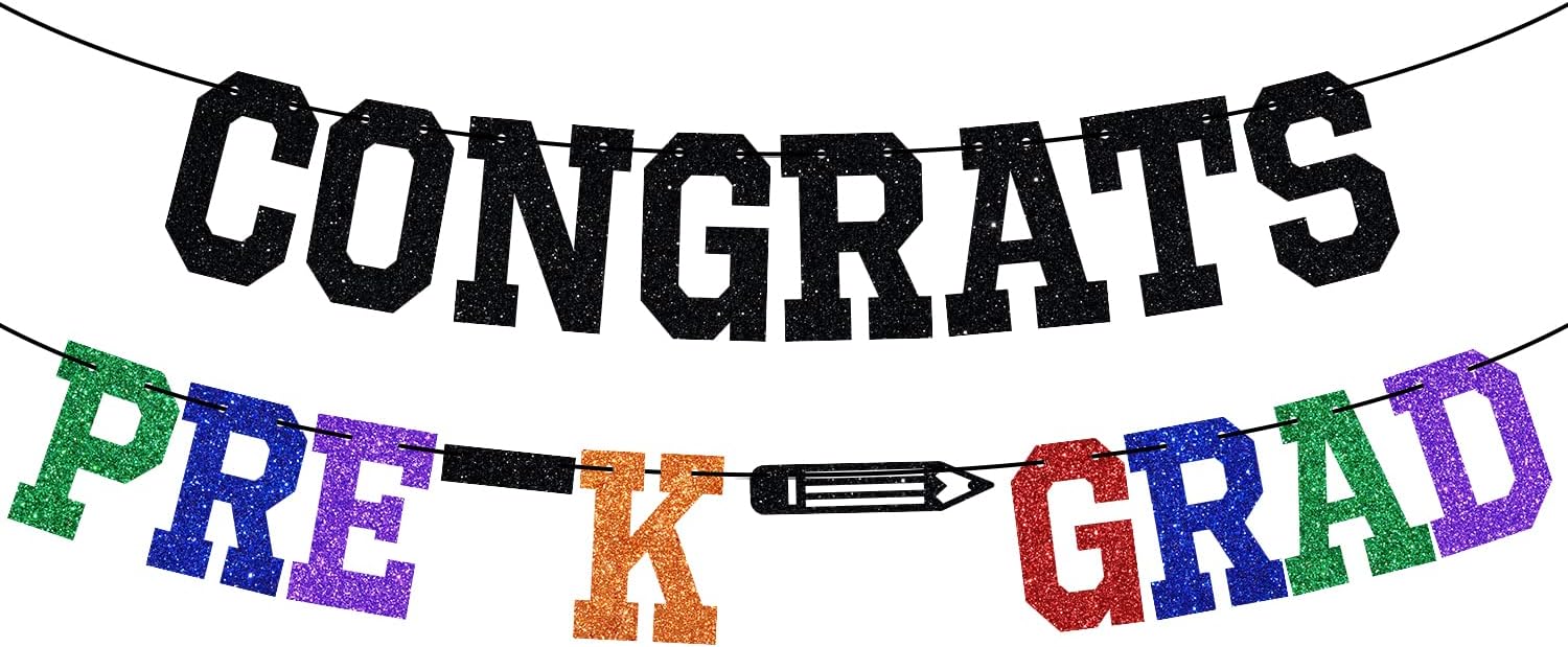 Amazon.com: Glitter Congrats Pre-k Grad Banner - Class of 2025 ...