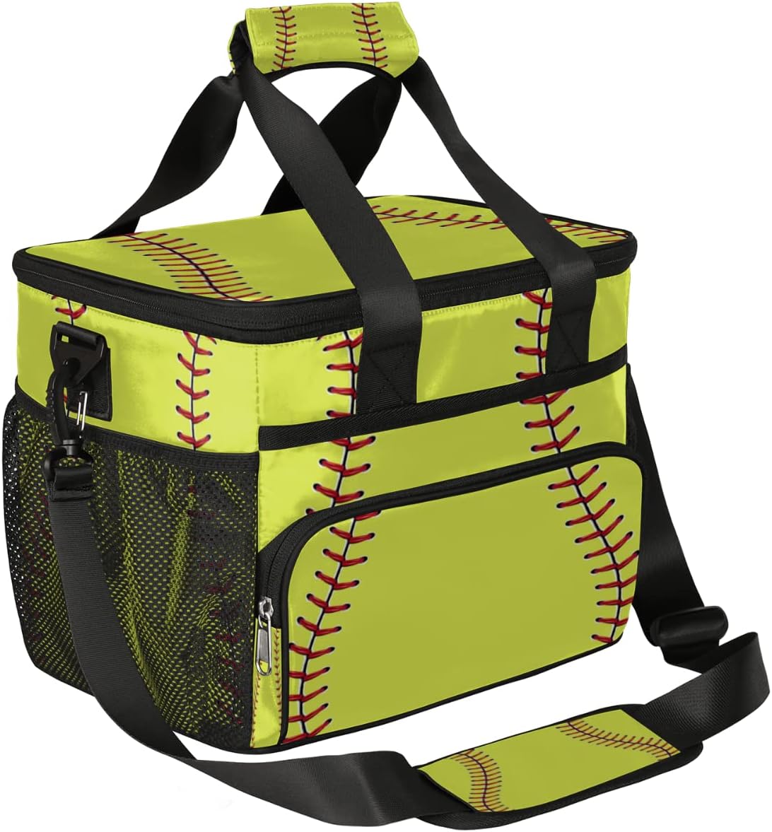 Amazon.com: Insulated Cooler Lunch Bag Sport Softball Yellow Baseball ...