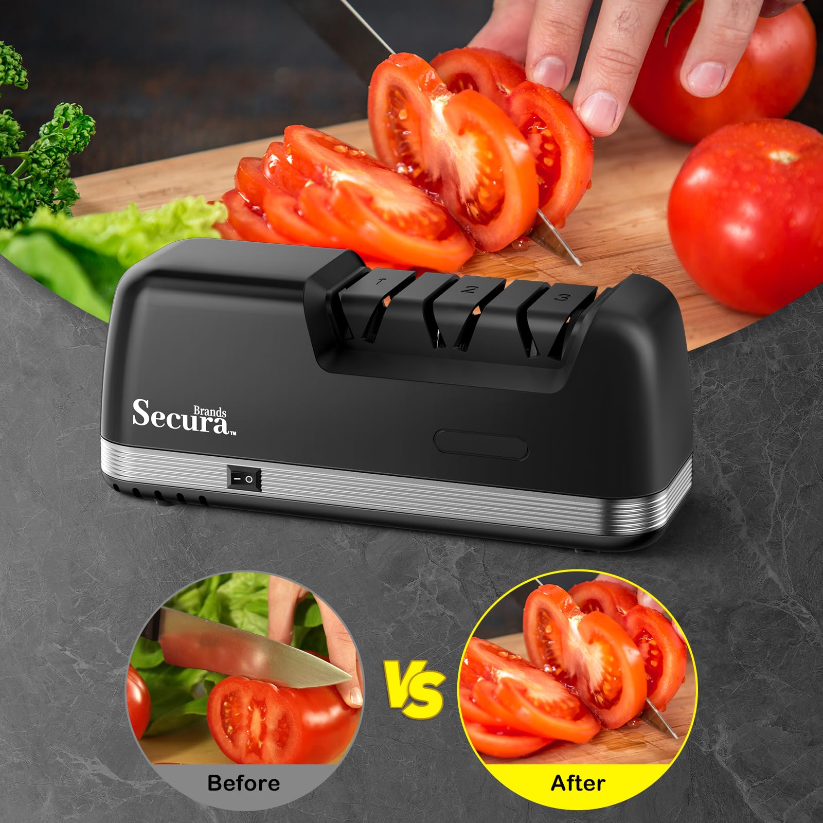 Secura 3-Stage Electric Knife Sharpener with 100% Diamond Abrasives and ...