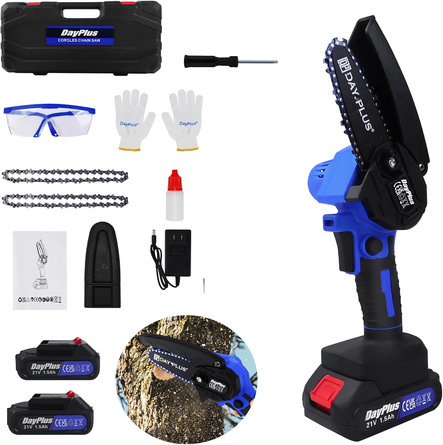 Amazon.com: Mini Cordless Chainsaw Kit, 4 Inch Electric Chainsaw ...