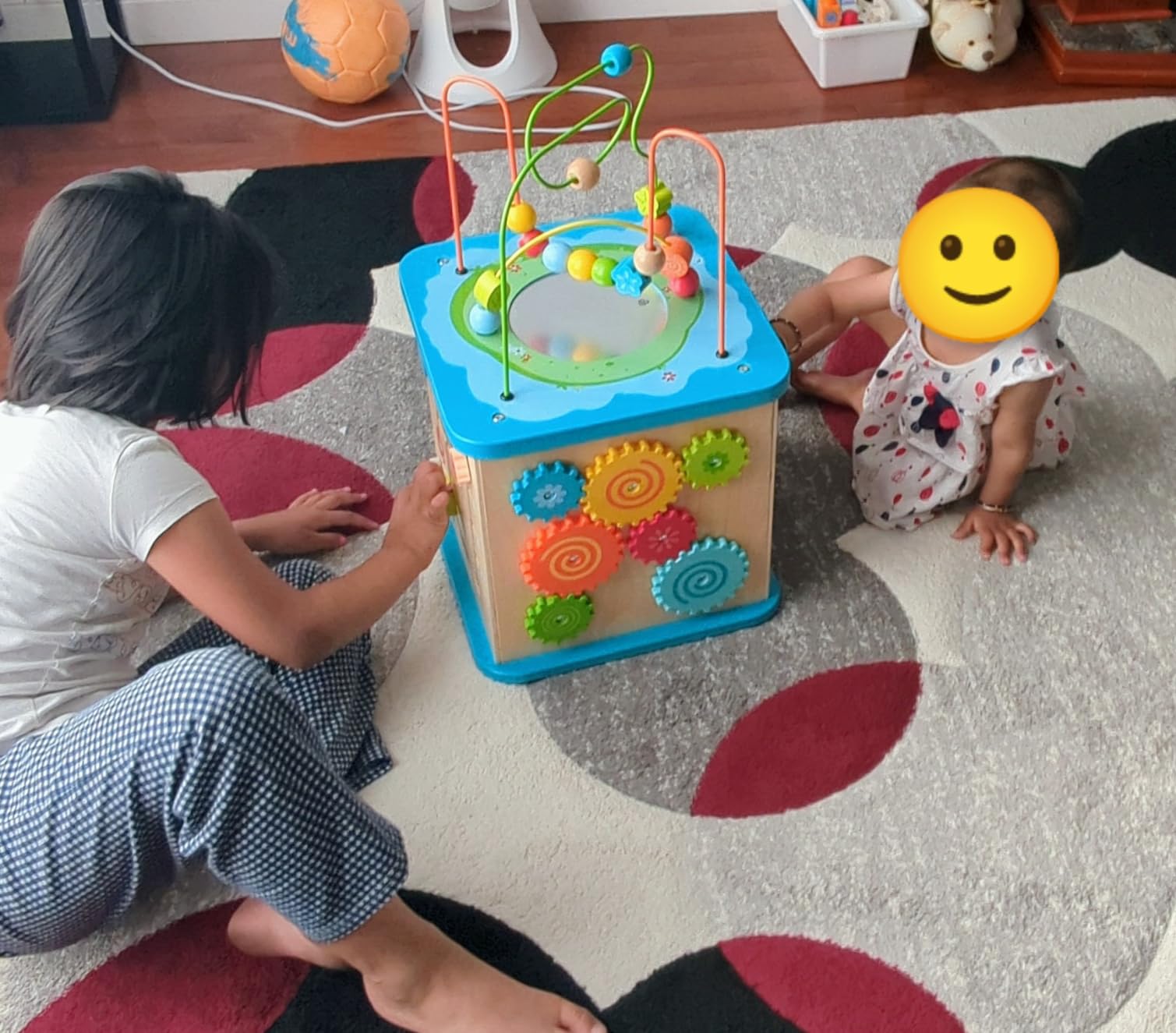 Amazon Basics Wooden Activity Learning Cube, 5-Sided Developmental Toy ...