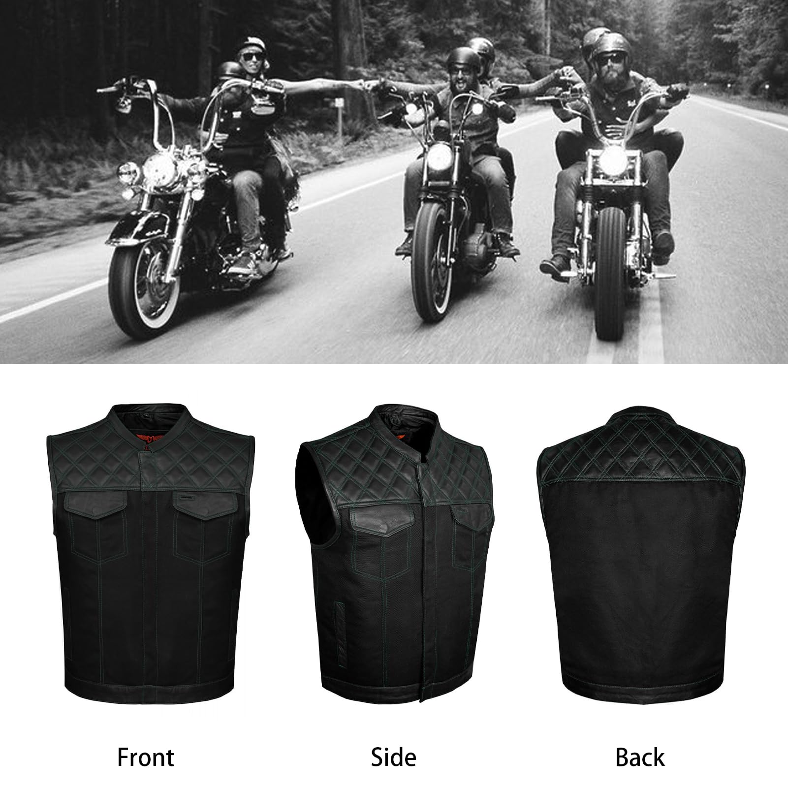 Snapklik.com : GARGOYLE BELLS Mens Denim & Leather Motorcycle Vest SOA ...