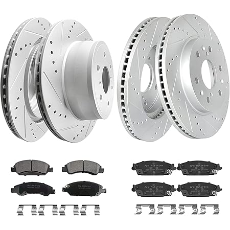 Amazon.com: Detroit Axle - Front & Rear Drilled Slotted Rotors Ceramic Brake Pads Replacement ...