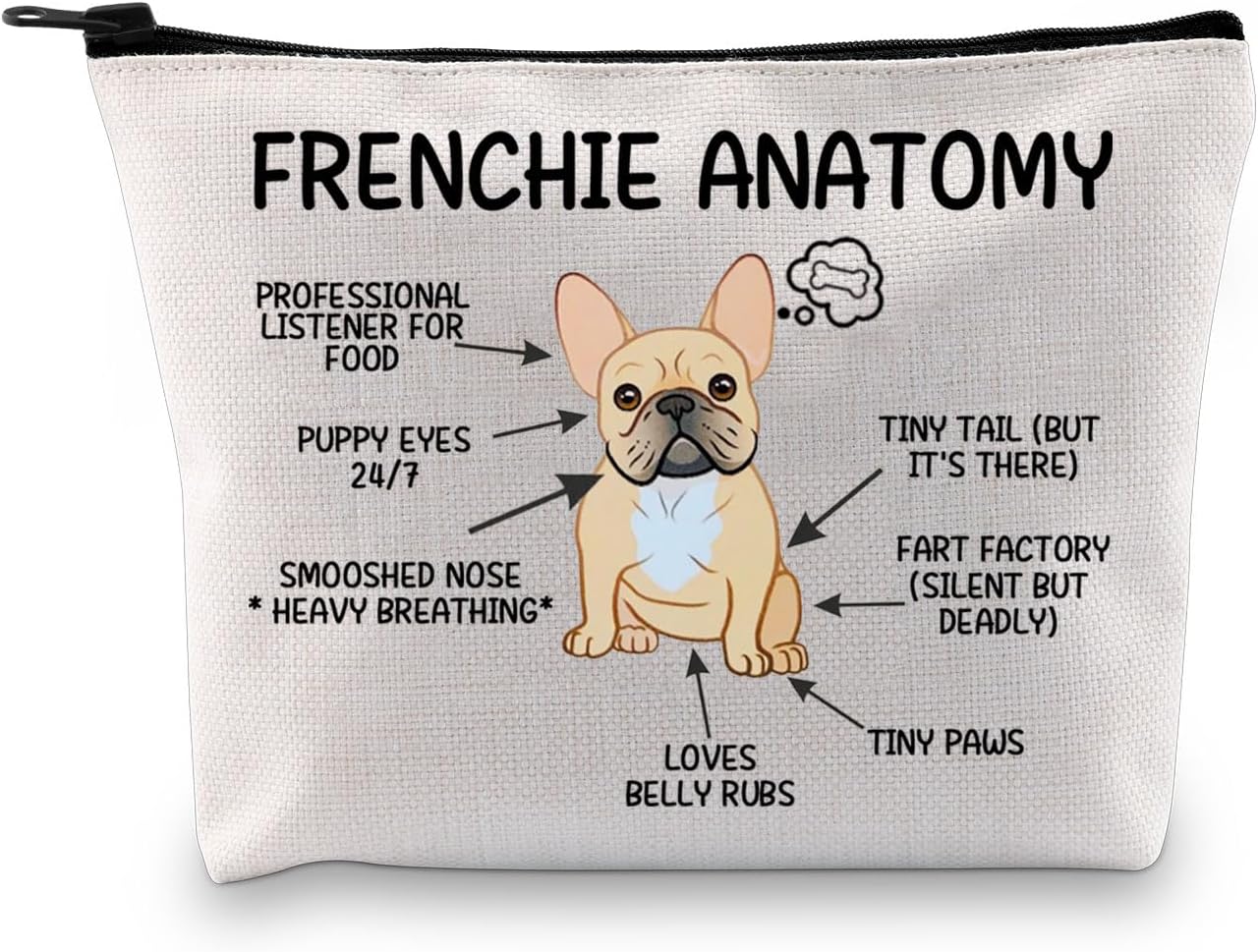 Amazon.com: XYANFA Frenchie Anatomy French Dog Makeup Bag French Dog ...