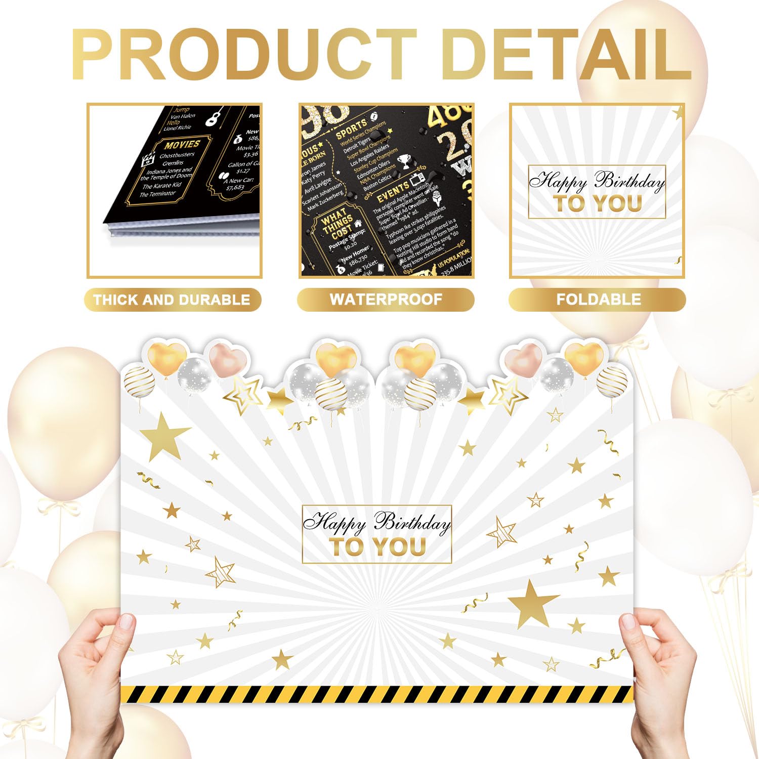 Snapklik.com : 40th Birthday Large Greeting Card, 1984 Black Gold Happy ...