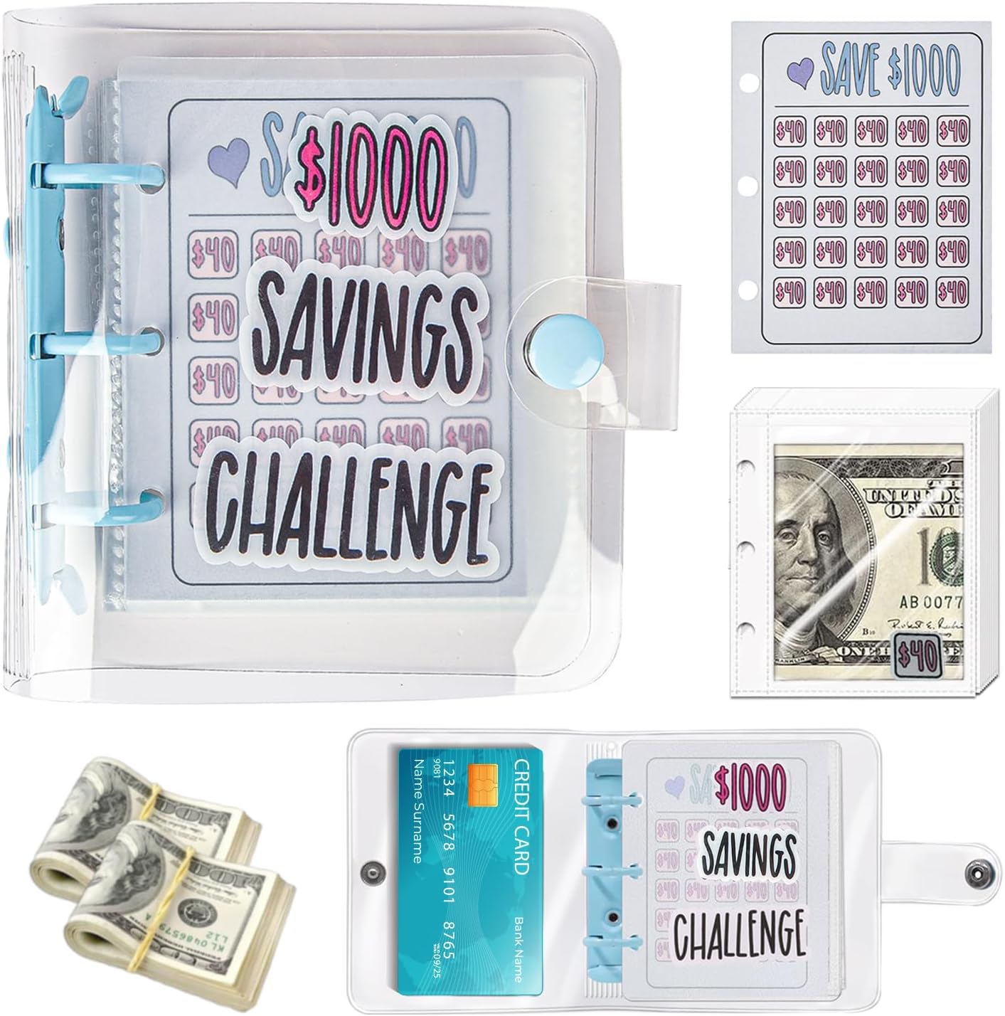 Amazon.com : Prefdo 1000 Savings Challenge Binder, Money Saving Binder ...