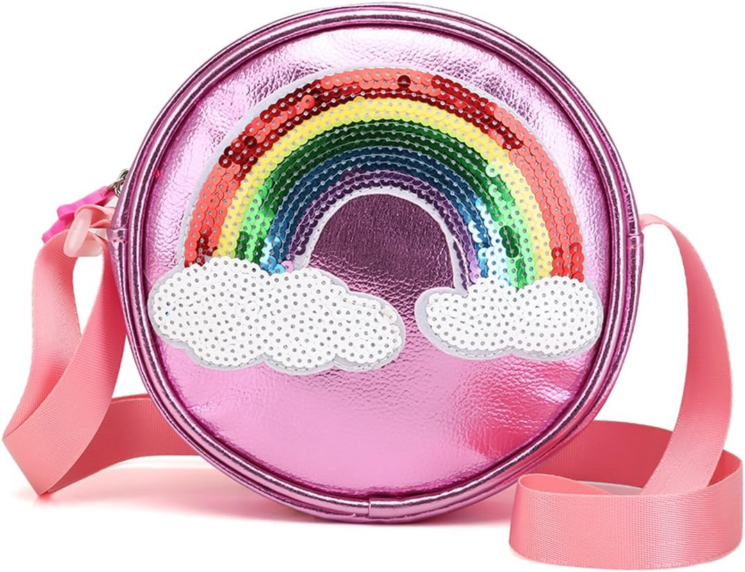 Amazon.com: LA CHA Kids Purse for Little Girls Rainbow Glitter ...