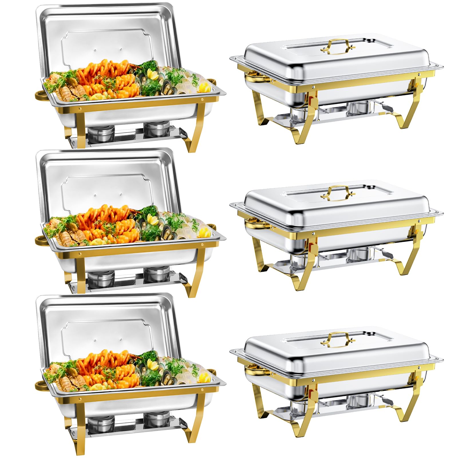 Snapklik.com : Chafing Dish Buffet Set 6 Pack 8 QT, Stainless Steel ...