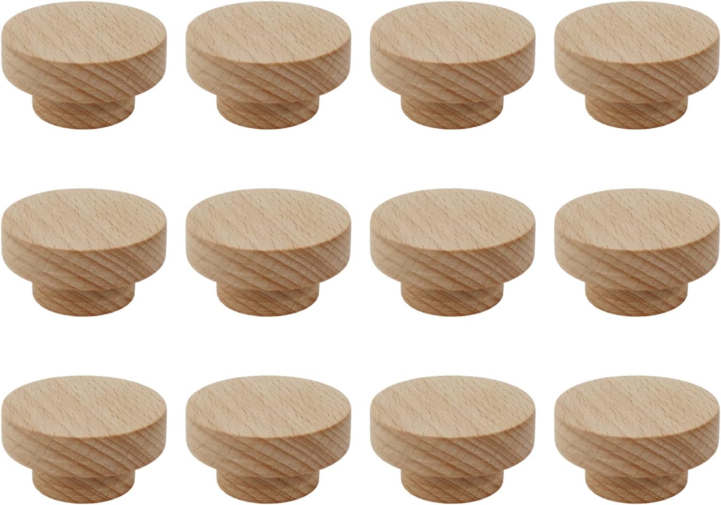 Dnyta 12PCS 2"×1" Wooden Single Hole Knobs Round Small Beech Handles ...