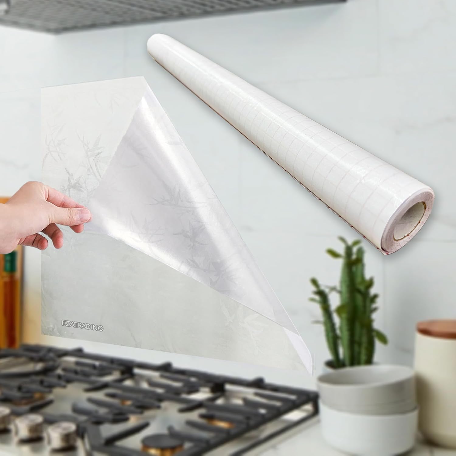 Backsplash Protector Adhesive Roll Film 17.8x197 Inches, Oil Waterproof ...