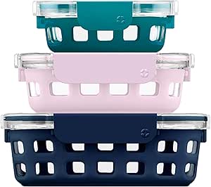 Ello DuraGlass Glass Food Storage Meal Prep Containers with Silicone ...