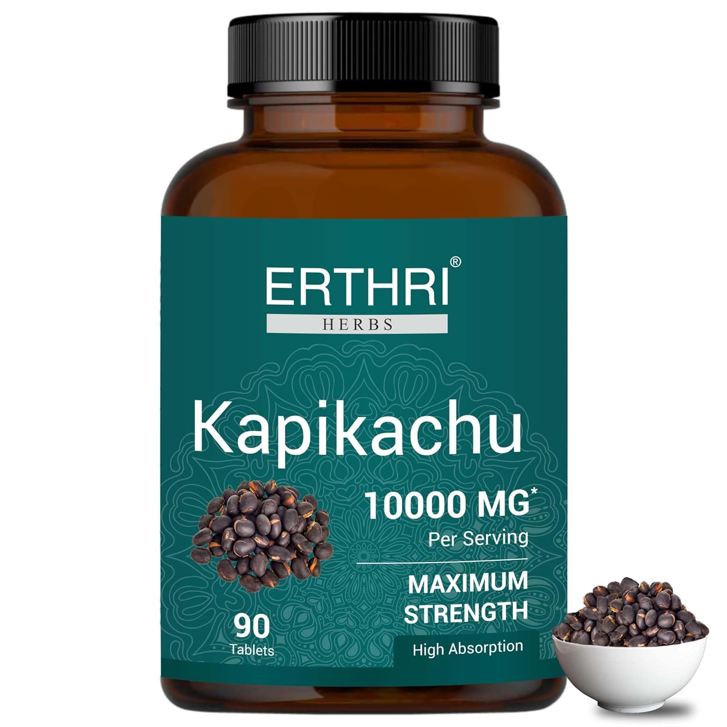 ERTHRI Kapikachu 10000mg, 90 tablets |Cowitch, Cowhage,Konch Seed ...