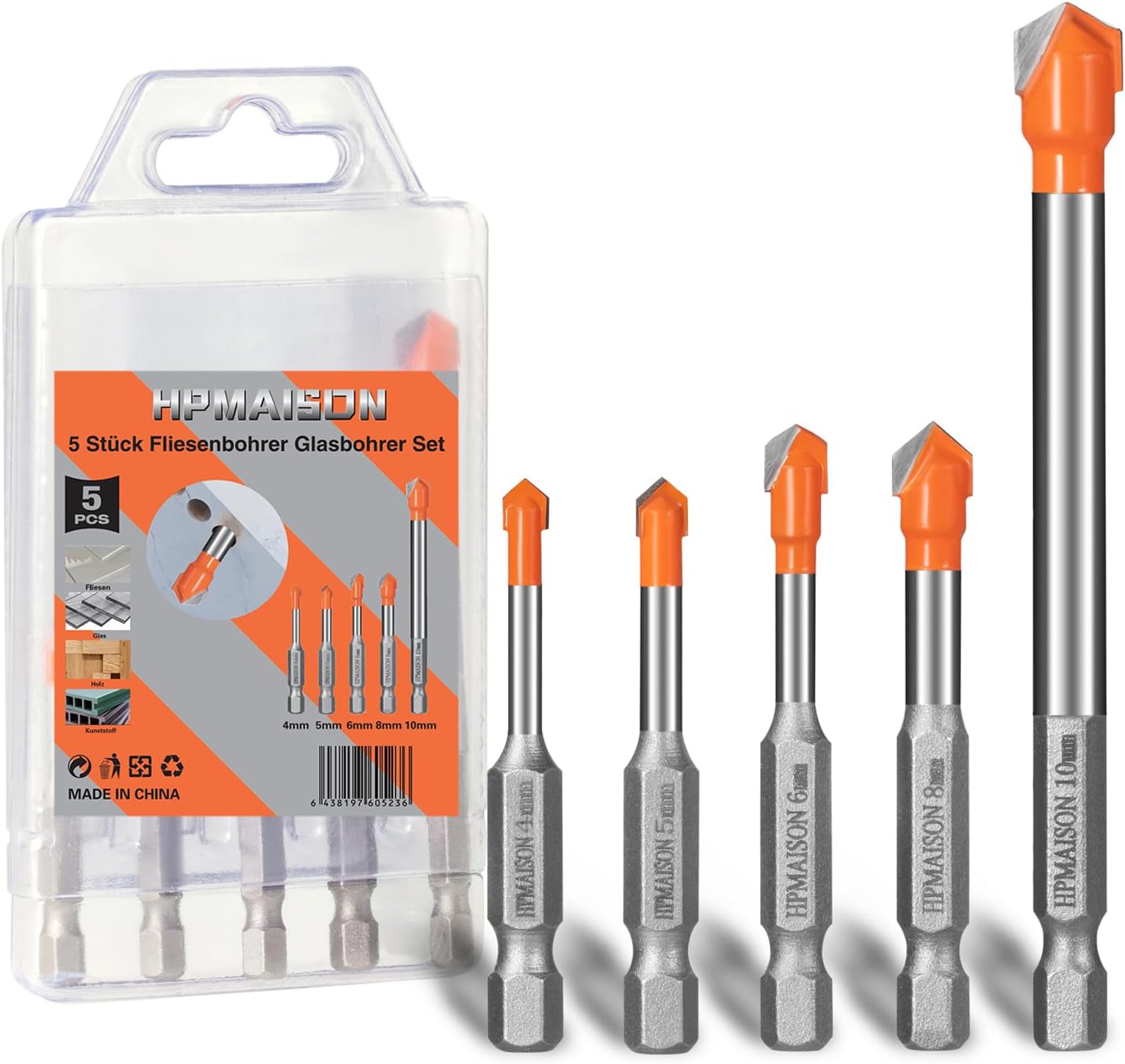 Silverline 217584 Glas- und Fliesenbohrer, 3-tlg. Satz 5, 6 u. 8 mm ...