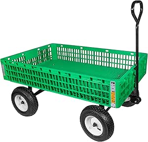 Amazon.com : Farm Tuff Durable Plastic Crate Garden Wagon Utility Cart ...