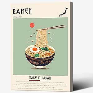 Amazon.com: Trendy Japanese Ramen Food Poster Kitchen Canvas Wall Art ...