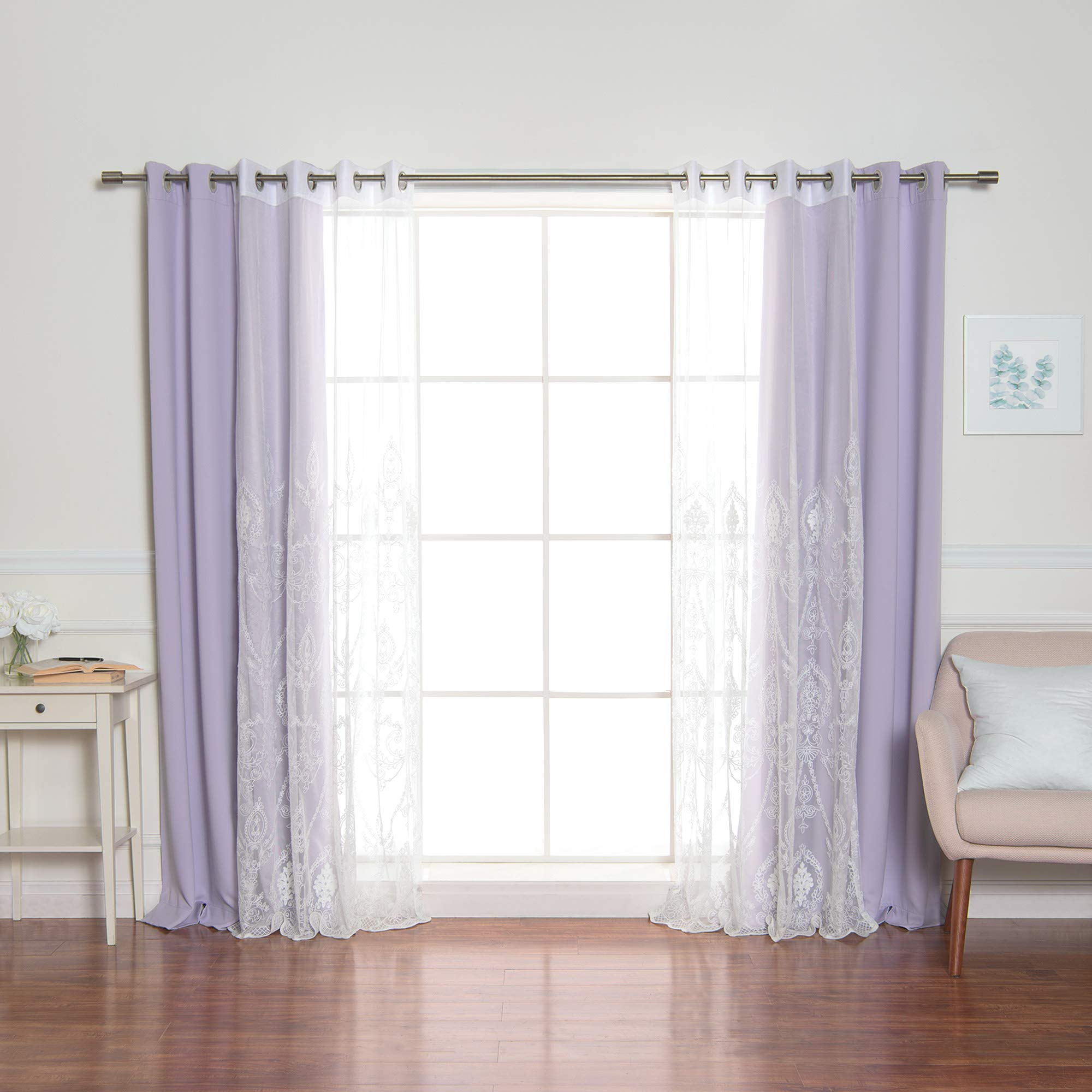 Cortinas Transparentes De Color Lila Cortina De Tul De Gasa De
