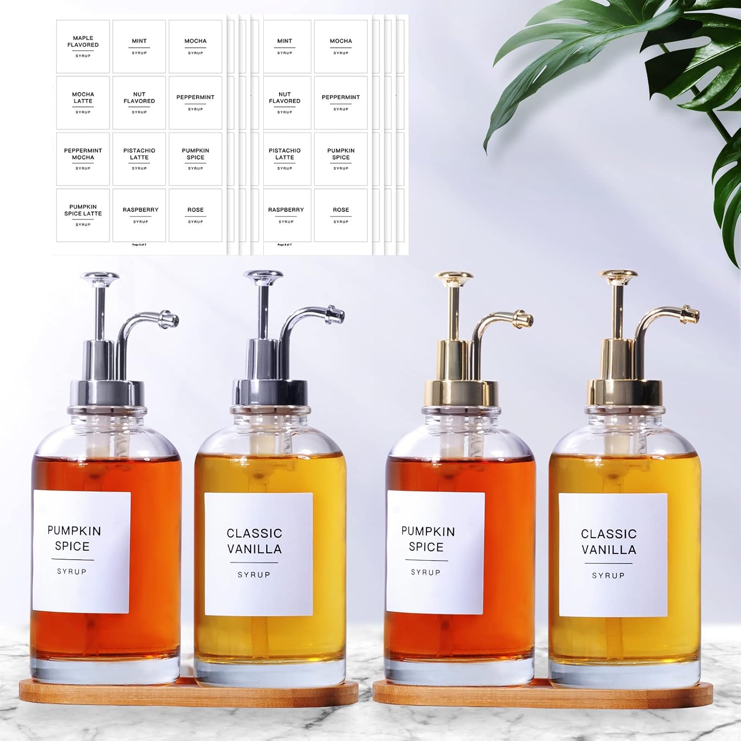 Amazon.com: 4 Pcs Coffee Syrup Dispenser for Coffee Bar, Simple Glass ...