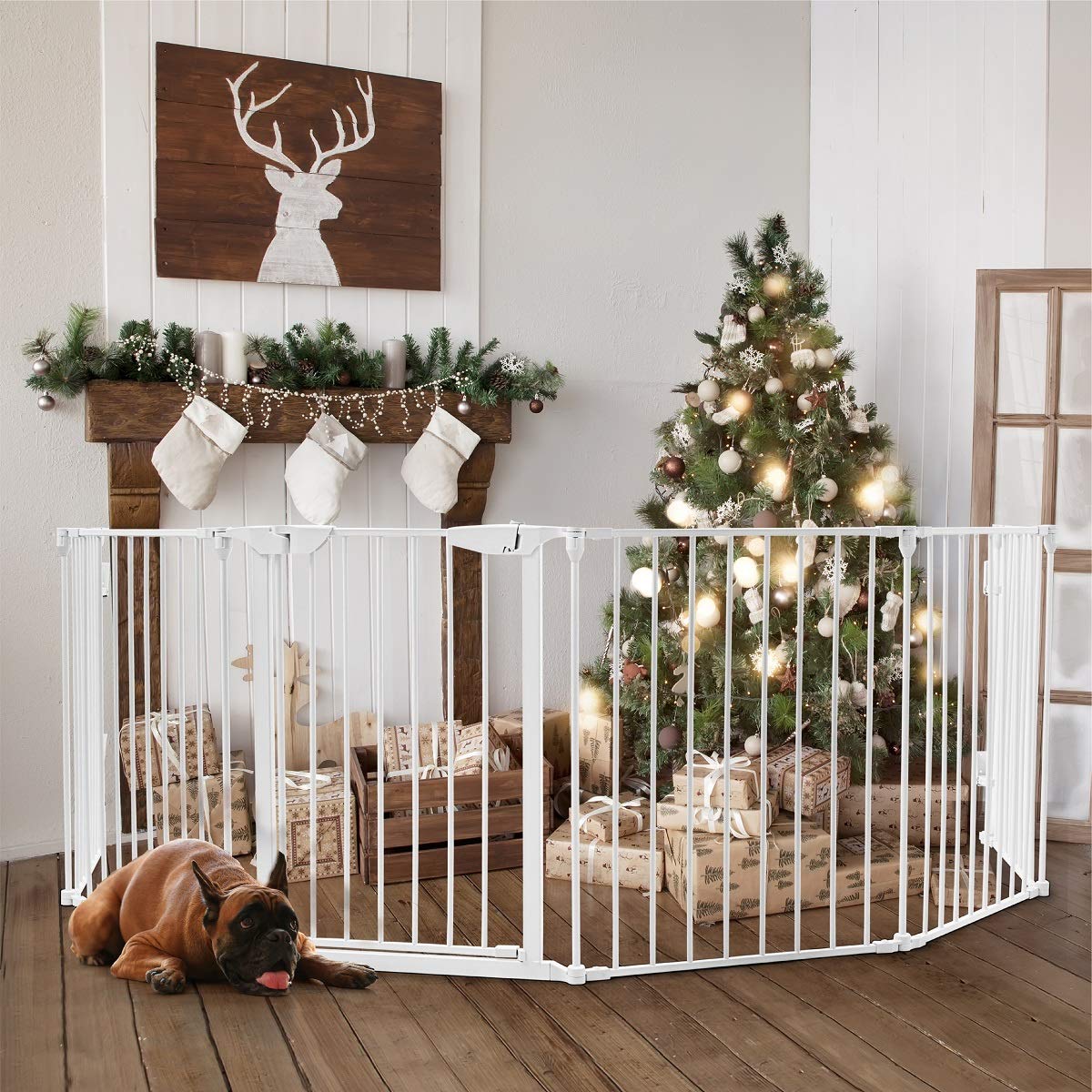 Amazon.com : Costzon 150-Inch Wide Baby Safety Gate, 6-Panel Fireplace ...