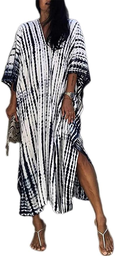 Orshoy Damen Strandkleid Strandtunika Kaftan Boho Kleid Lang ...
