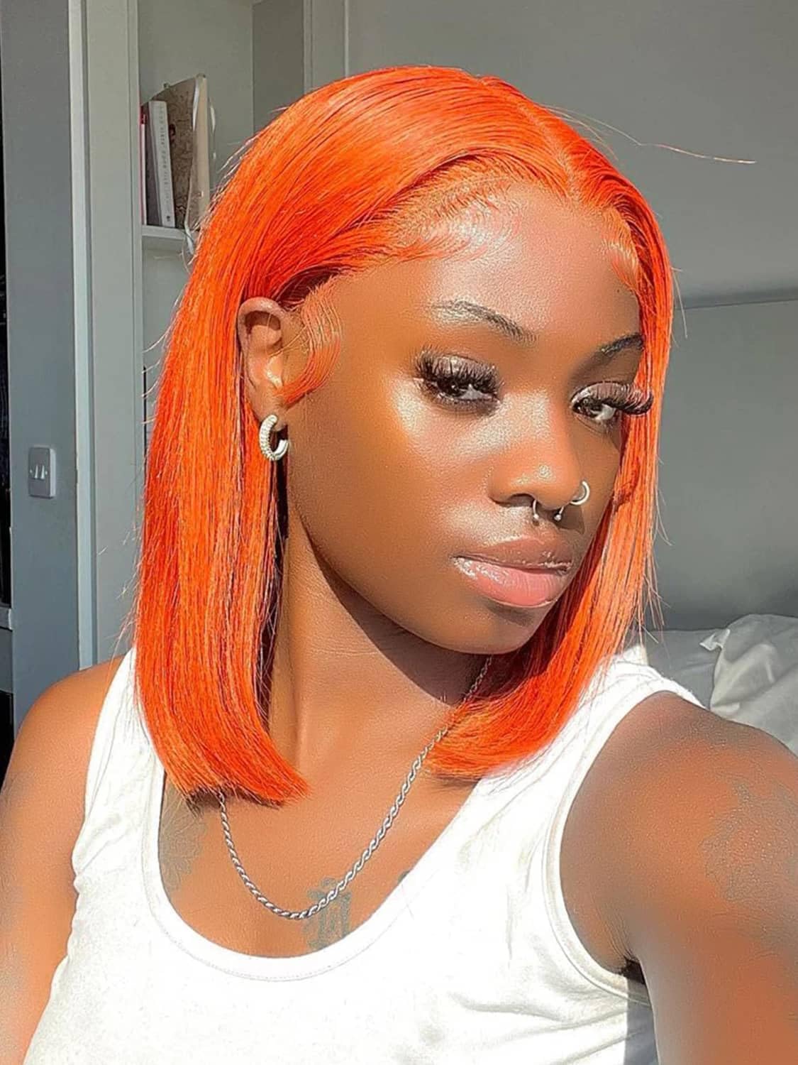 Amazon.com : Liddy Ginger Orange Bob Wig Human Hair 13x4 HD Lace Front Bob Wigs for Women Pre ...