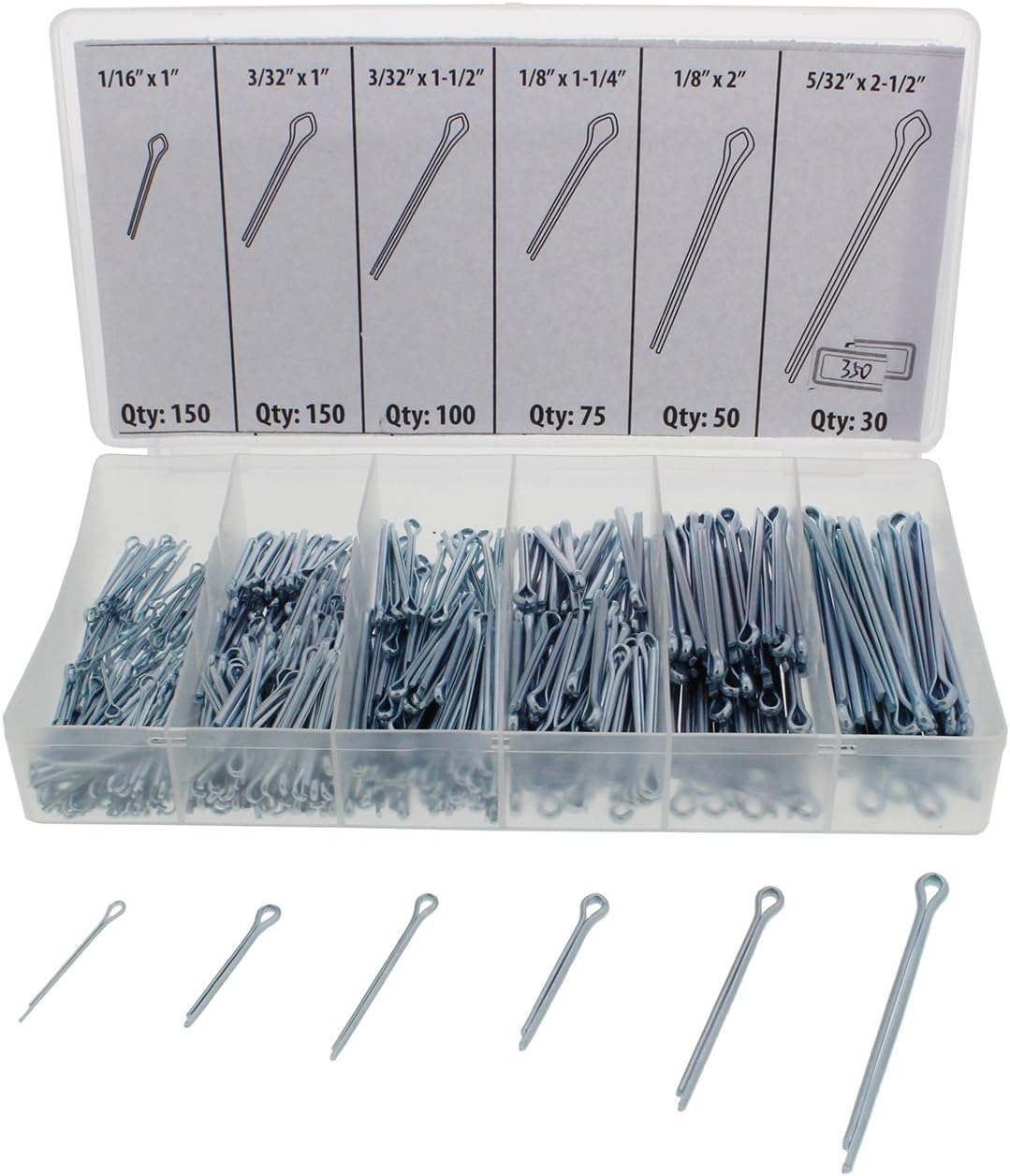 Amazon.com: ABN Cotter Pin Key 555 pc Assortment Set, 1/16 x 1 to 5/32 ...