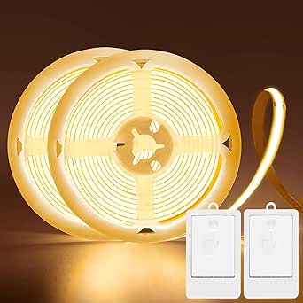 Amazon.com: 2 Pack COB LED Strip Light Battery Operated, 6.6Ft 640 LED High Bright Strip Lights ...