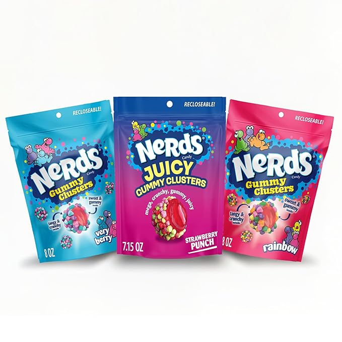 Amazon.com : NERDS Juicy Gummy Clusters and Gummy Clusters Candy Variety Pack, for Snacking and ...