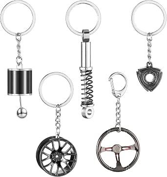 Azonee Car Parts Model Key Chains Set, Steering Wheel Metal Keychain ...