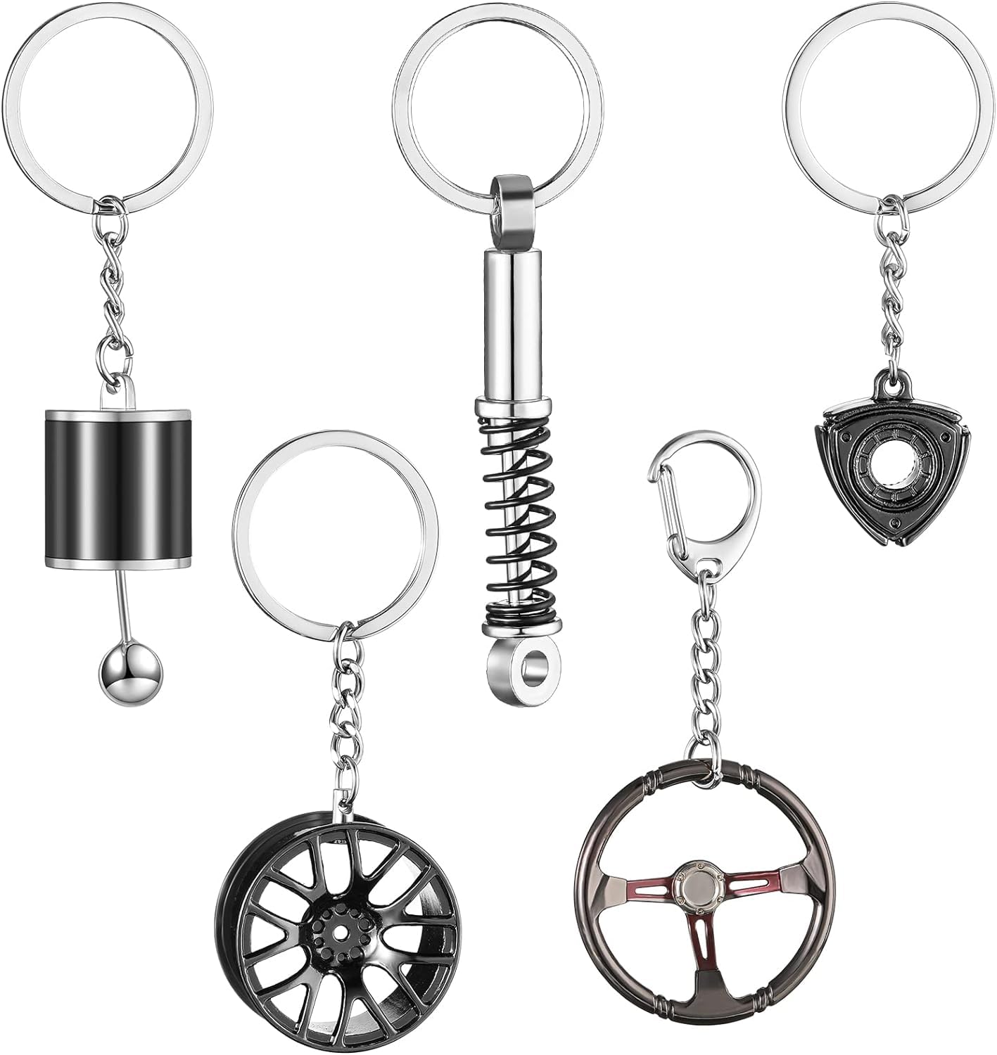 Azonee Car Parts Model Key Chains Set, Steering Wheel Metal Keychain ...