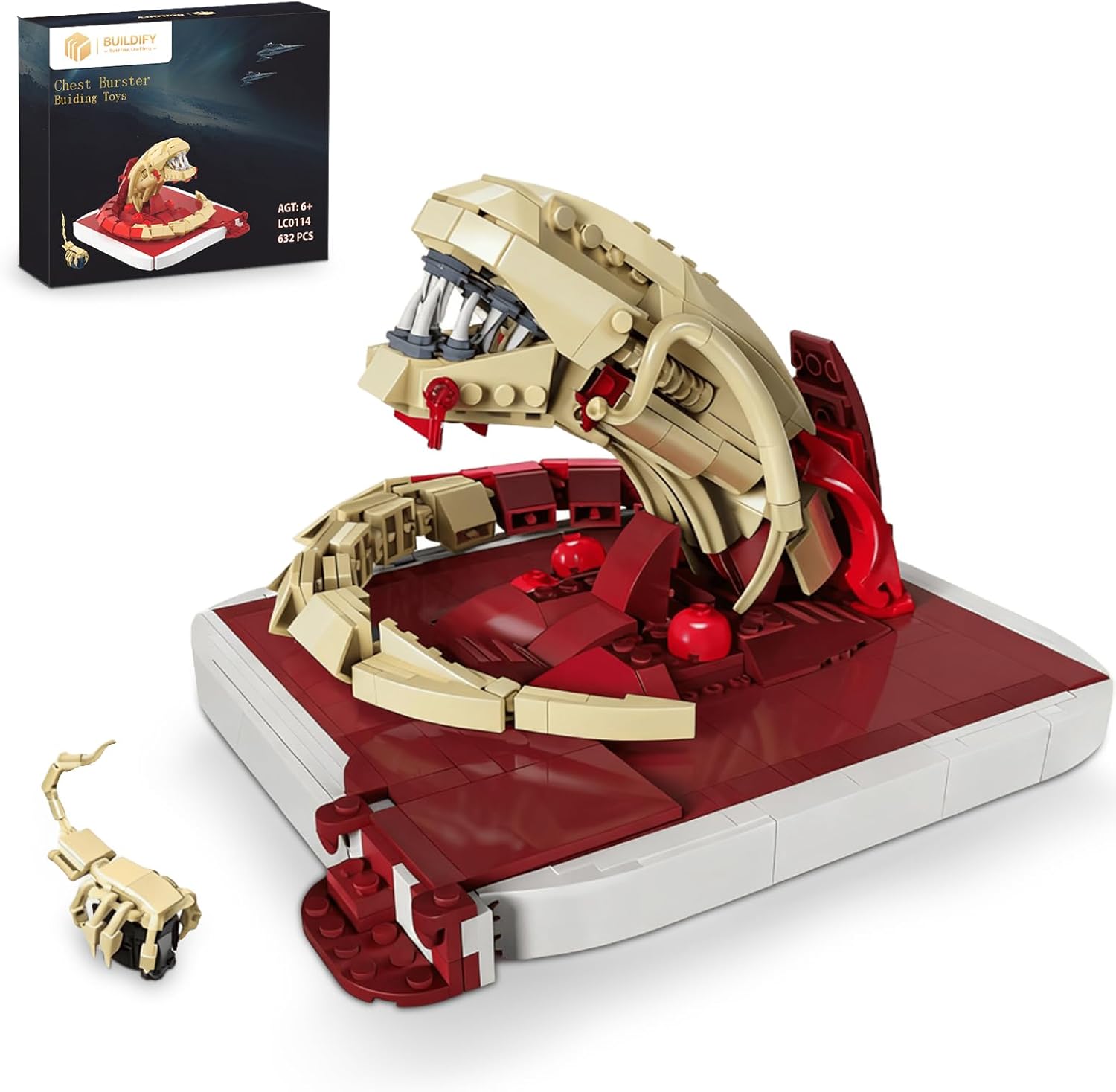 Amazon.com: Xenomorph Chest Burster Figure Building Block Set. Pairing ...