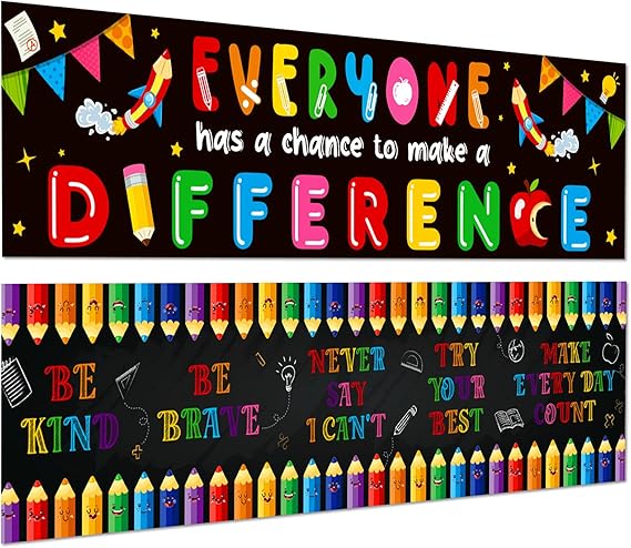 Amazon.com: PETCEE 2 Pack Motivational Classroom Banner Decorations ...