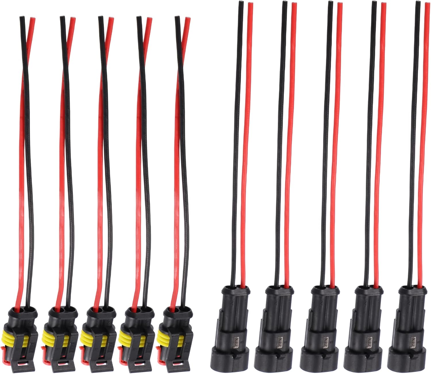 Amazon.com: X AUTOHAUX 5 Pair 16AWG 2 Pins Way Car Auto Waterproof ...