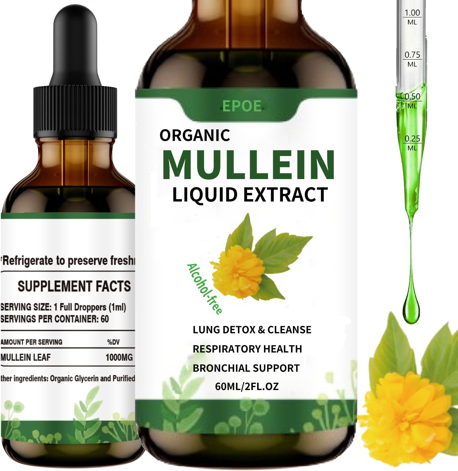 Amazon.com: Mullein Drops for Lungs, Mullein Leaf Extract for Lungs ...