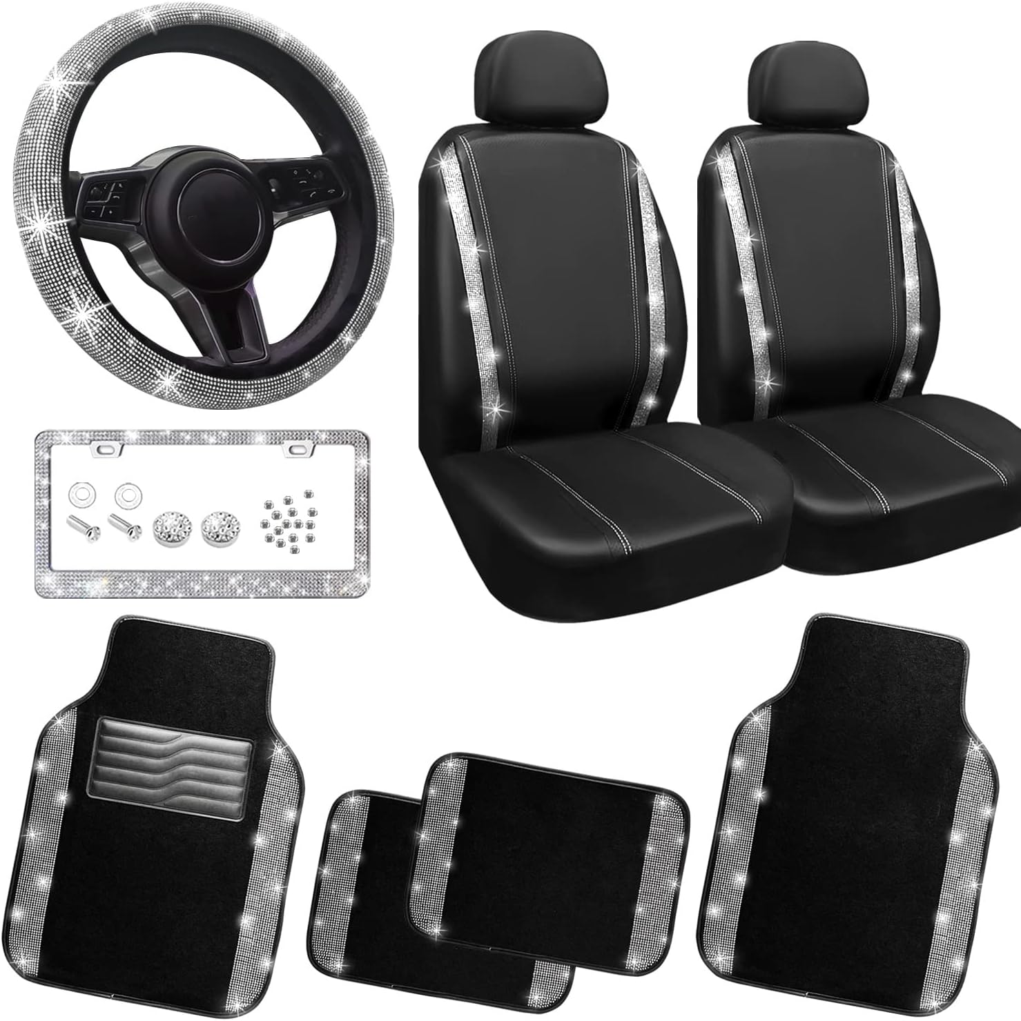Amazon.com: Tidodiusea 10 Pcs Bling Car Accessories Set, Bling Car Seat ...