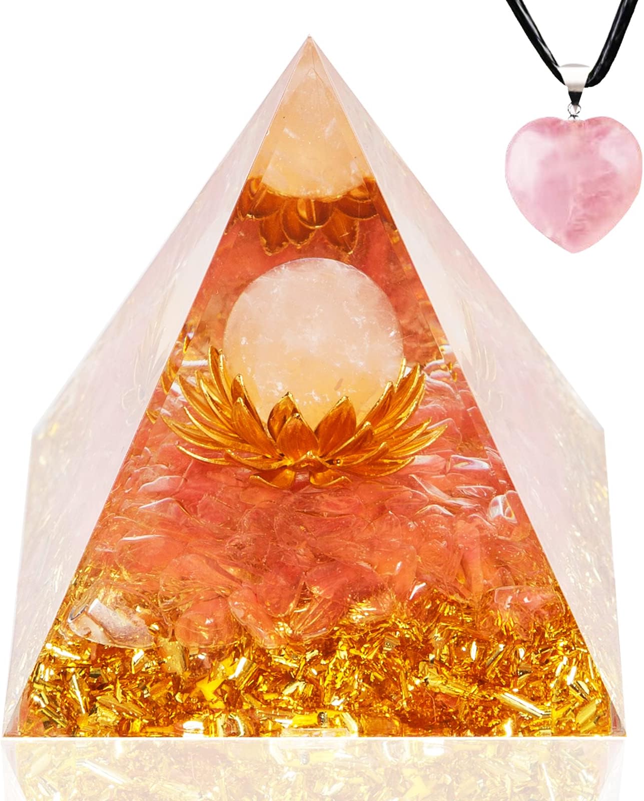 Amazon.com: Orgone Pyramid, Rose Quartz Crystal Pyramid for Calm & Love ...