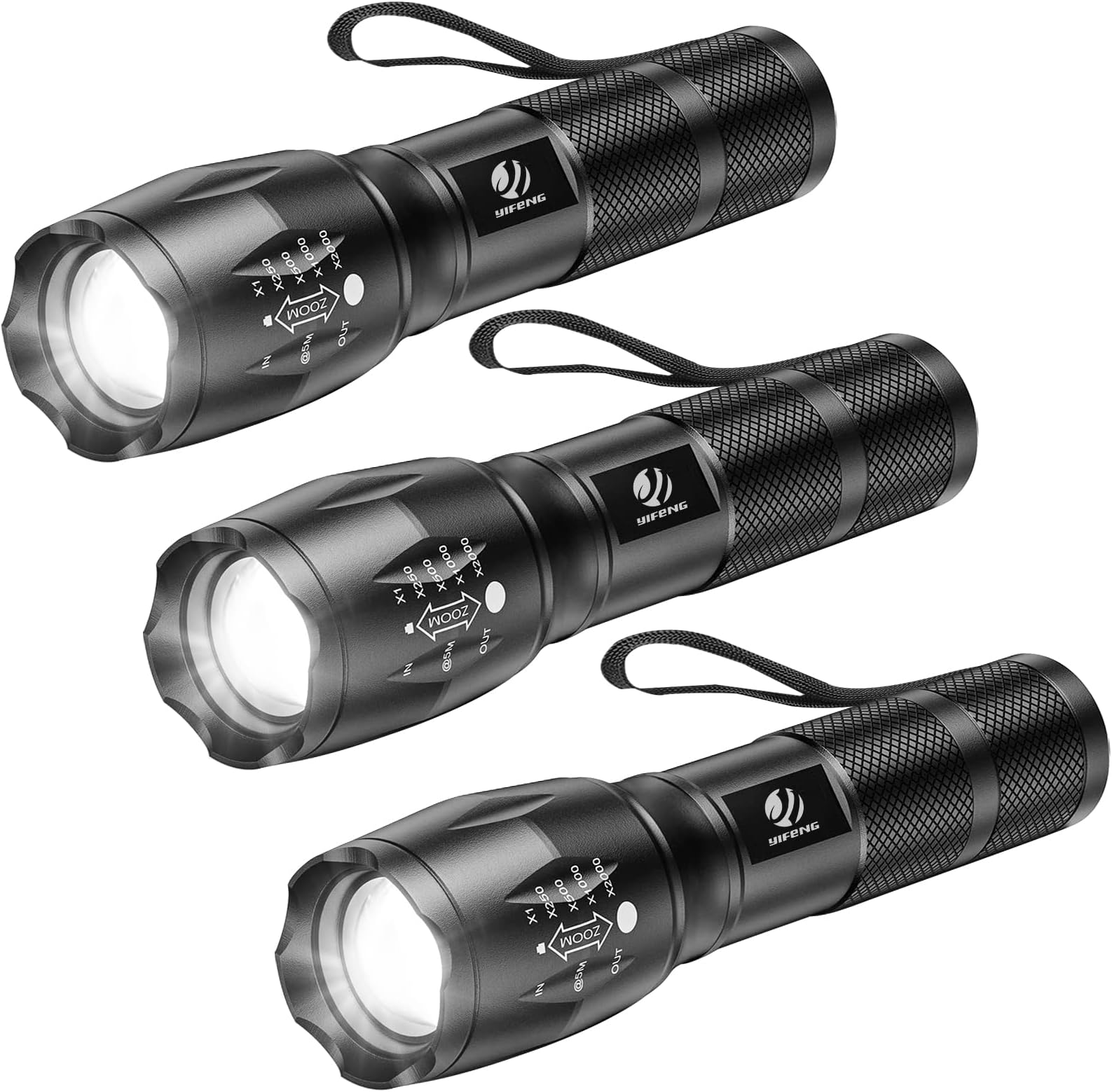 Tactical Flashlight, YIFENG XML-T6 Water Resistant Flashlight with 5 ...