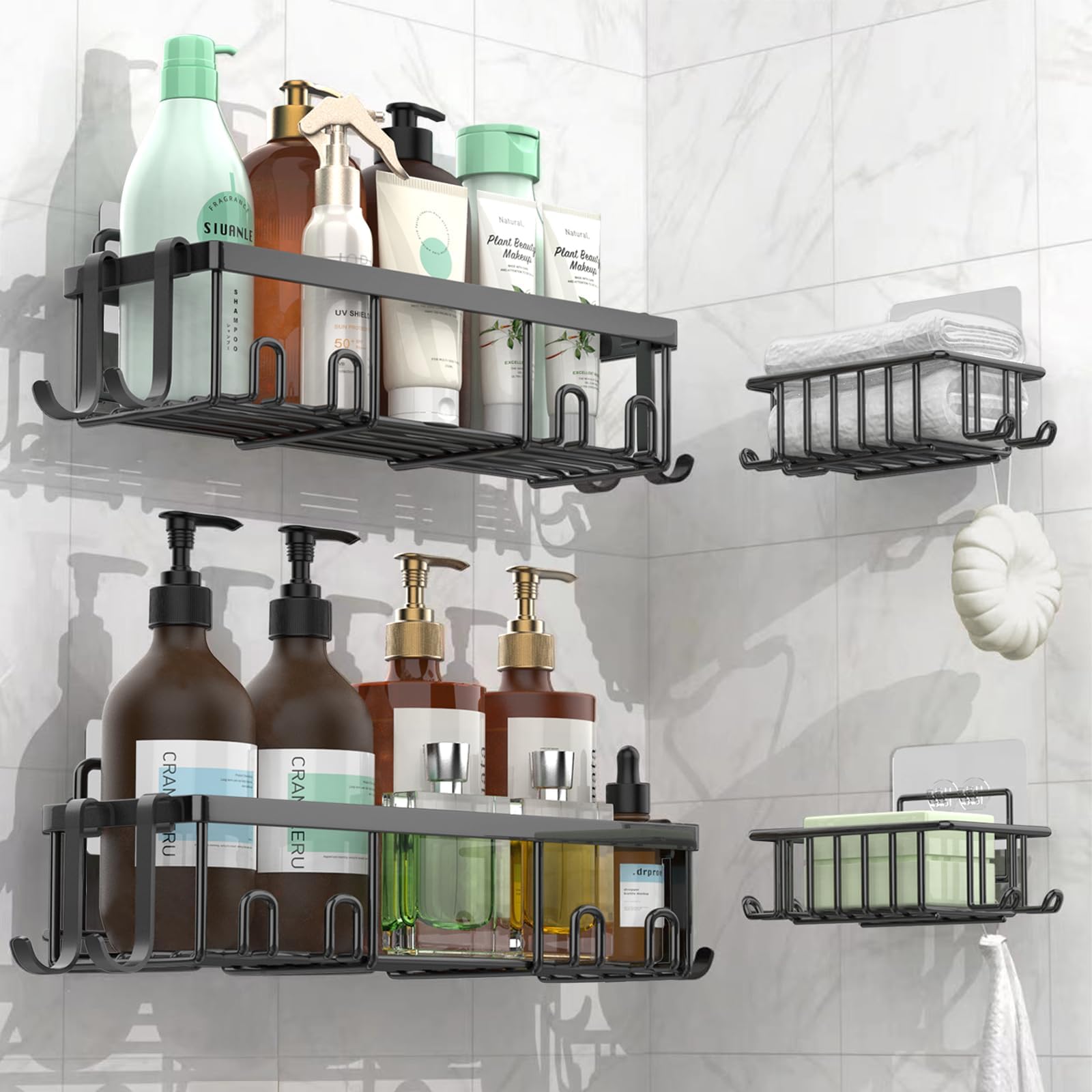 Amazon.com: SEALAMB Shower Caddy 5 Pack Bathroom Shower Organizer with ...