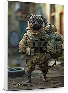 Amazon.com: HudoGlobe Boutique Hudo Funny Pug Dog Soldier With Helmet ...