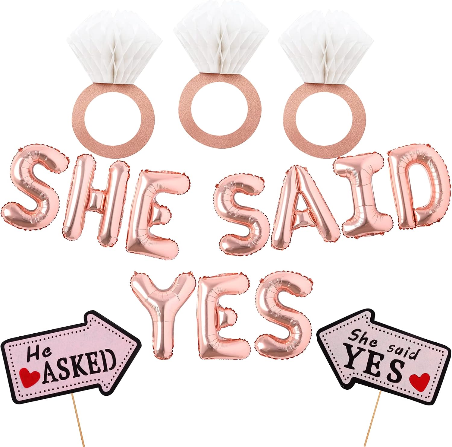 Amazon.com: SHE SAID YES Engagement Party Decorations, Rose Gold She ...