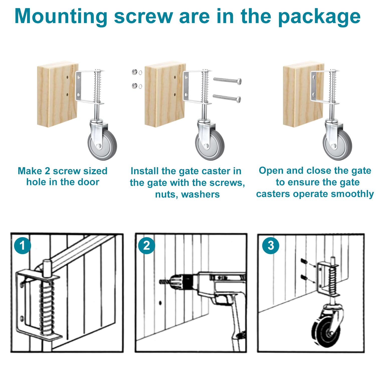 Snapklik.com : Gate Wheels - Heavy Duty Spring Loaded Gate Caster For ...