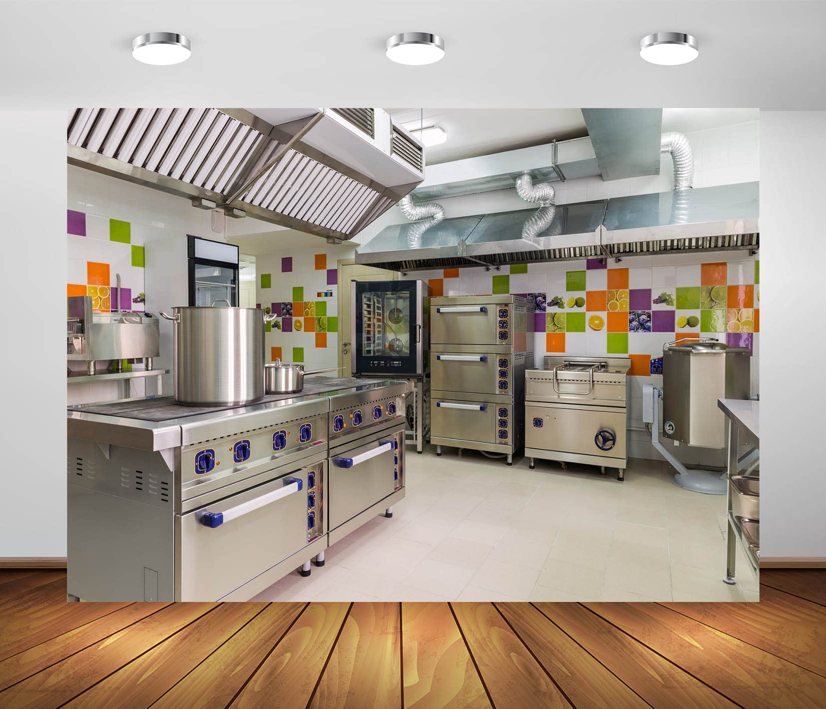 Amazon.com : Loccor 7x5ft Fabric Modern Kitchen Backdrop Stainless Oven ...