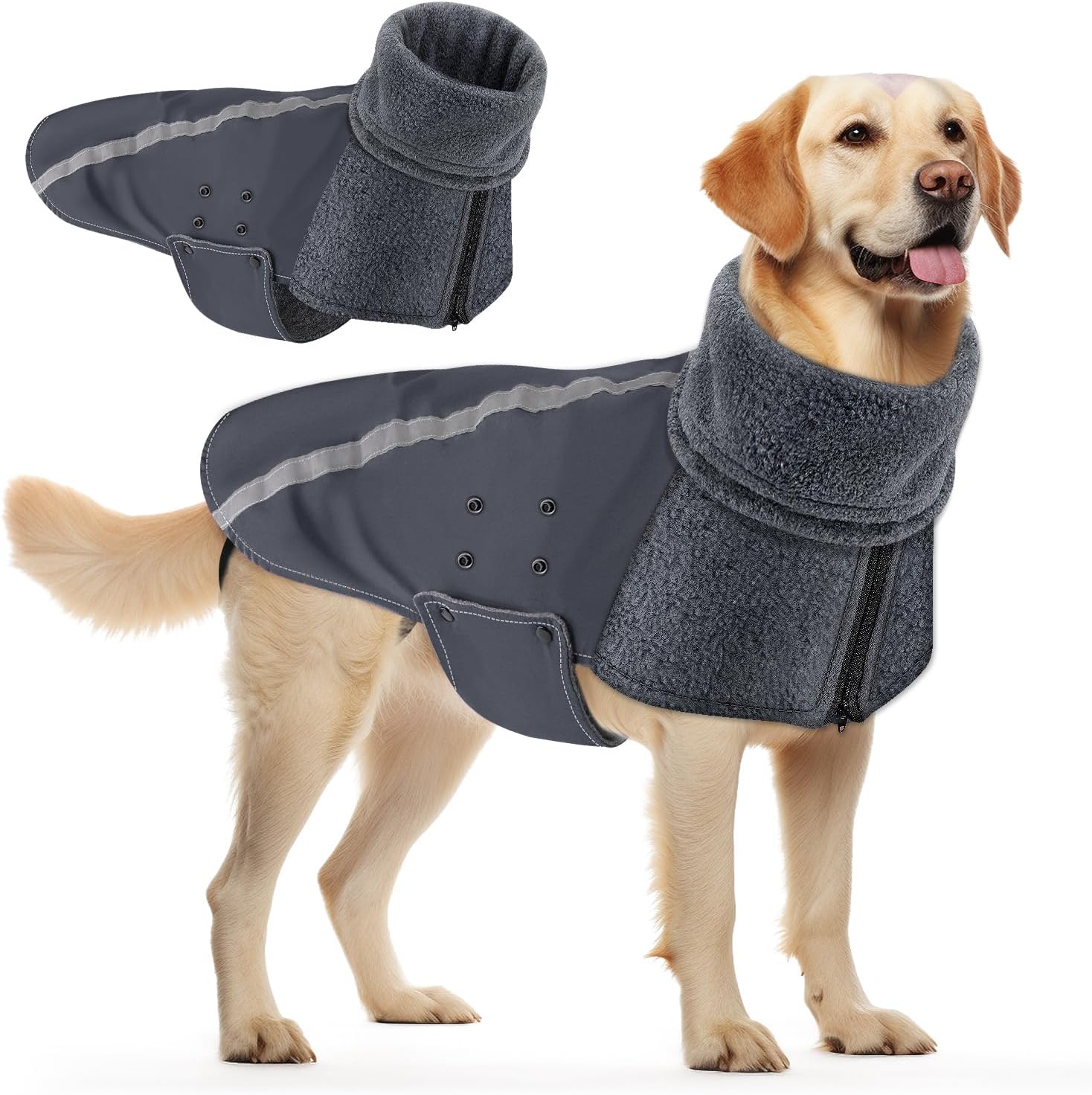 Amazon.com : SlowTon Winter Dog Coat, Warm Polar Fleece Lining Doggie ...