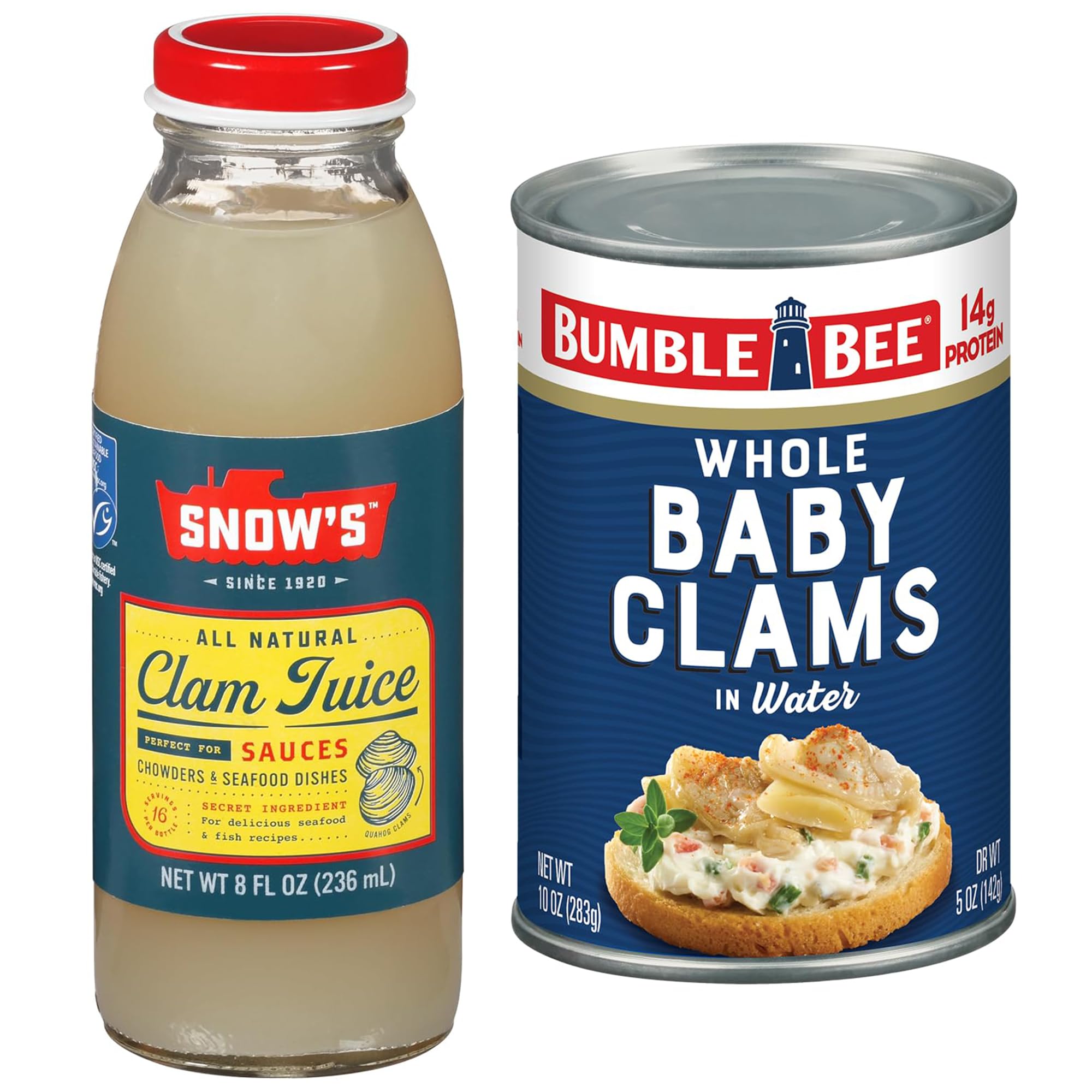 Amazon.com : Snow's Whole Clam Bundle - 1 Bottle Clam Juice and 1 Can ...