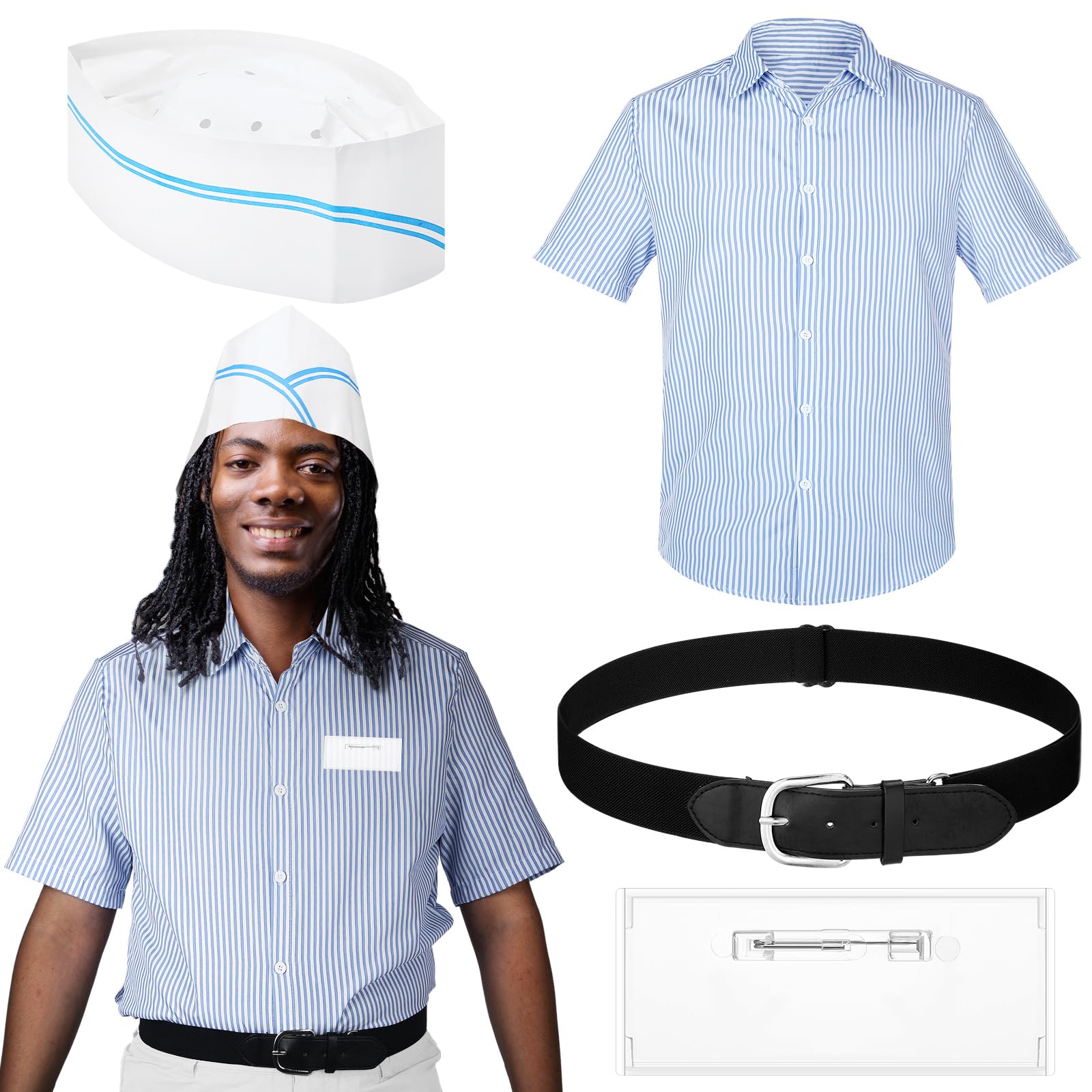 Amazon.com: Seenelling 4 Pcs Burger Costume Adult Striped Shirt with ...