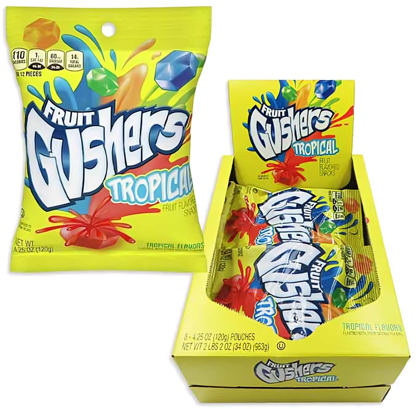 Amazon.com : Betty Crocker Gushers Fruit Flavored Snacks, Tropical ...