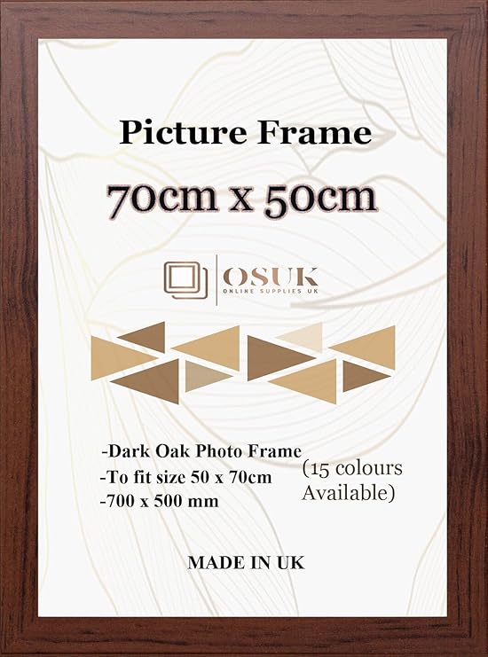 OSUK 50x70cm Dark Oak Poster Frame - 70 x 50cm Photo Frames with Safe ...