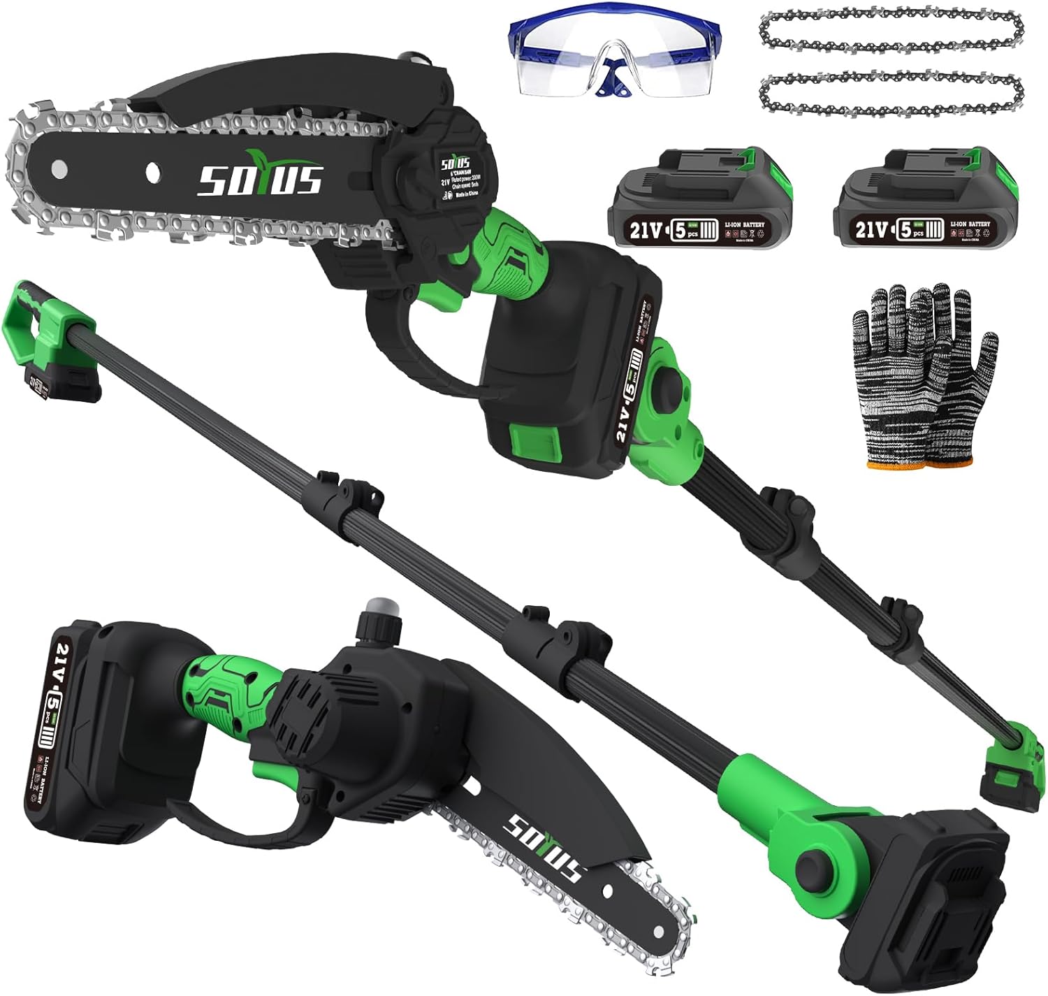 Amazon.com : SOYUS 2-IN-1 Cordless Pole Saw & Mini Chainsaw, 21V 6-Inch ...