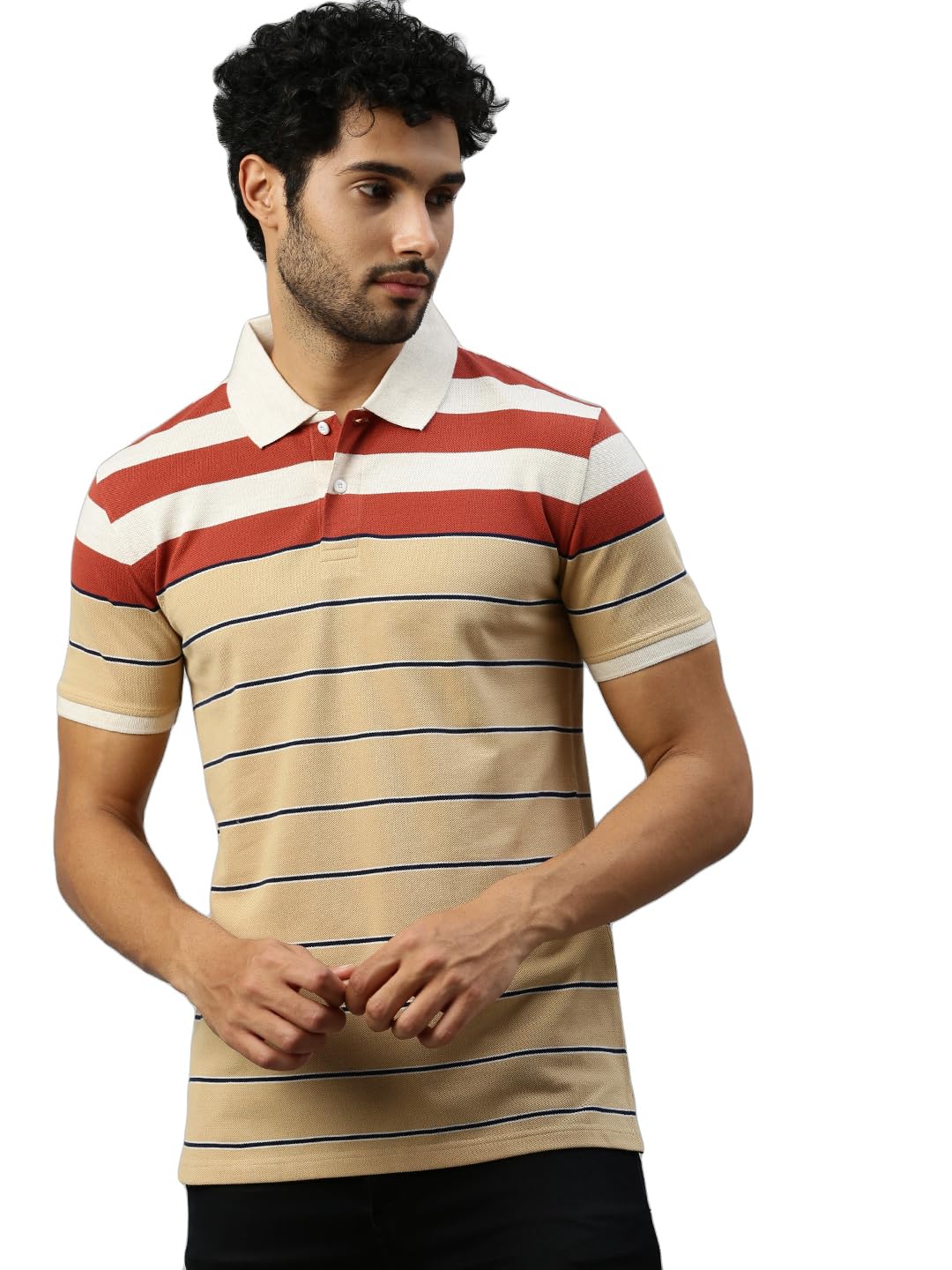 ONN Men's Pack of 1 Auto Stripe 15 Half Sleeves Auto Striped Cotton ...