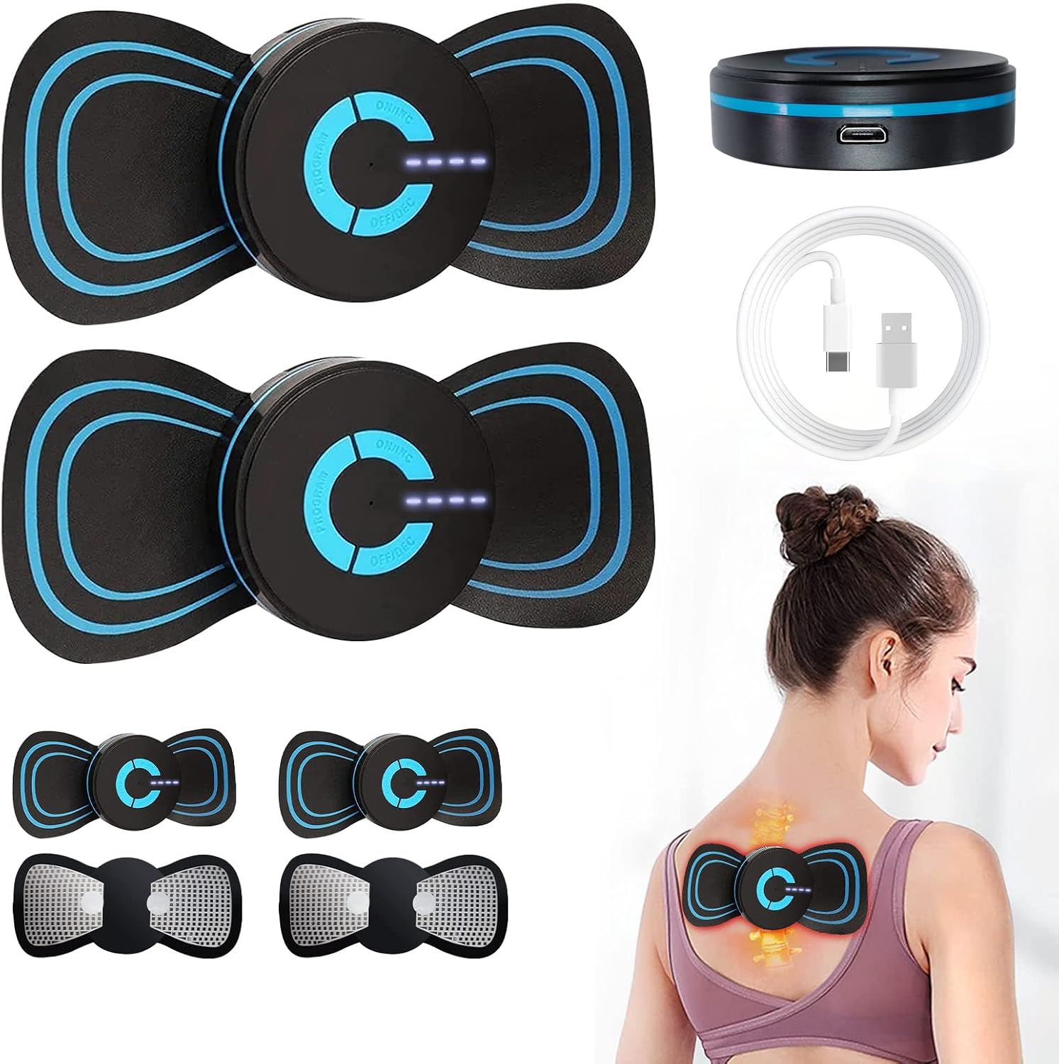Massage Pad, Whole Back Massager Portable & Rechargeable Cordless ...