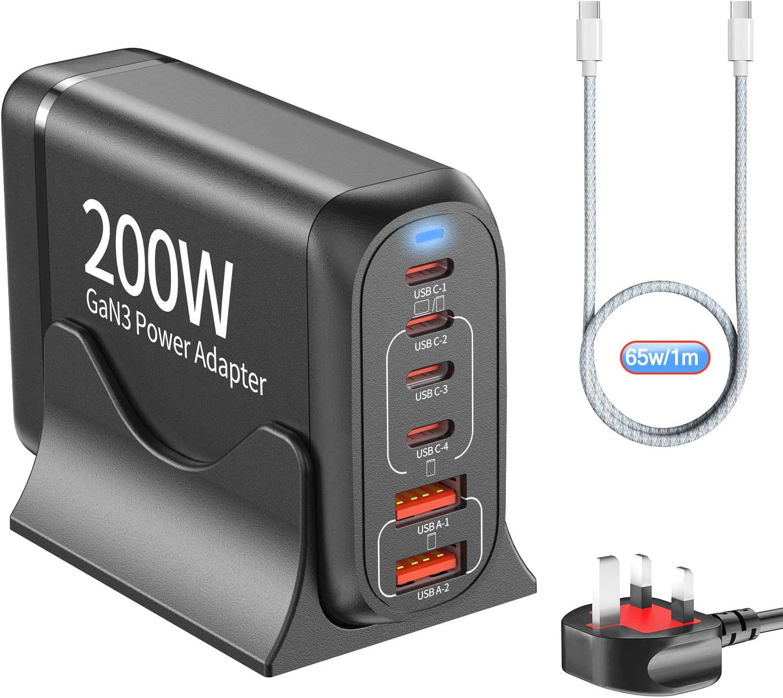 320W USB-C Fast Charger Block:Upgraded GaN III,8 Port USB C Charging ...